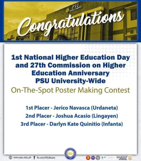 PSU-IC LANDED 3RD on The 1st National Higher Education Day and 27th ...